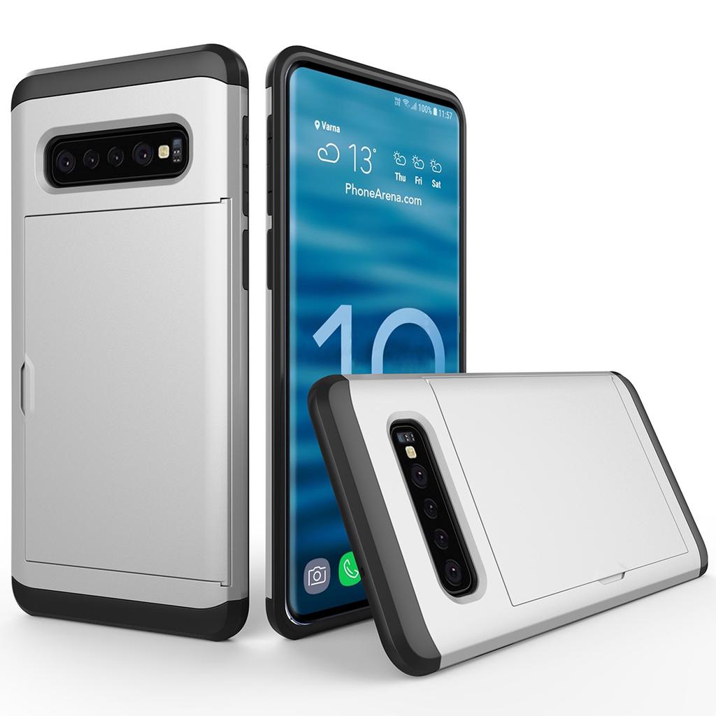 Shockproof Rugged Armor Protective Case for Galaxy S10, with Card Slot (Silver) uygun fiyatlı ...