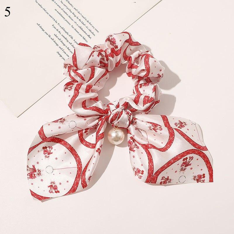 Cute Rabbit Ears Scrunchie For Women Girls Christmas Hair Ties With ...