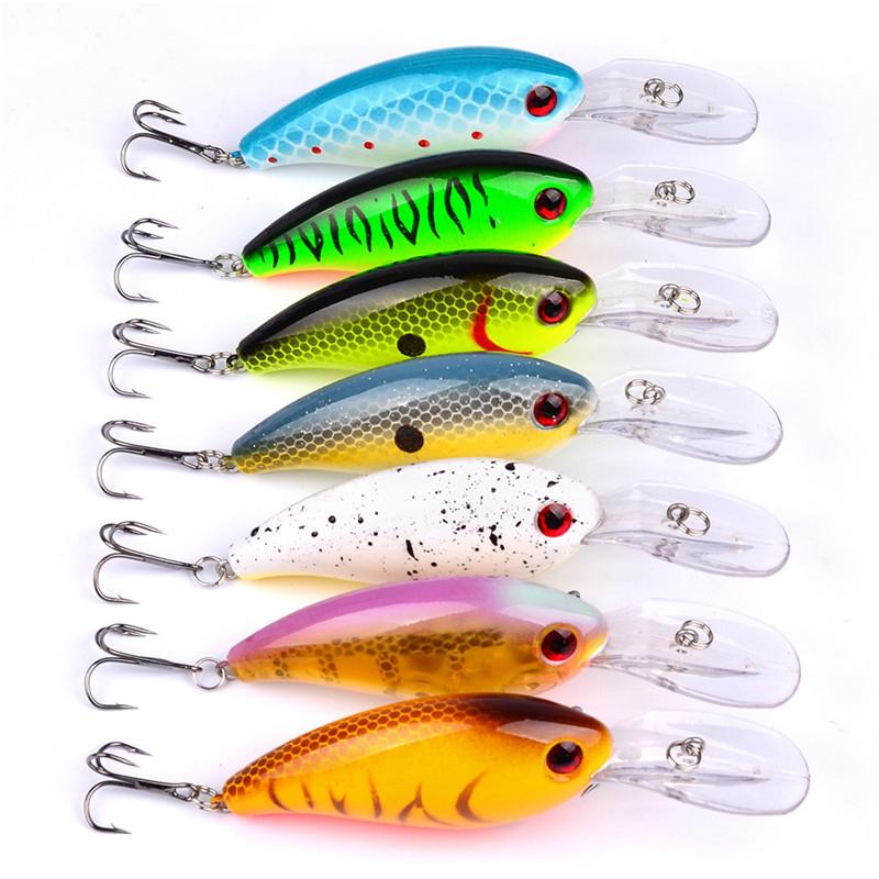 Buy 7 Colors 10cm Crank Fishing Lures Baits Gear Plastic Hard Hook 6 ...