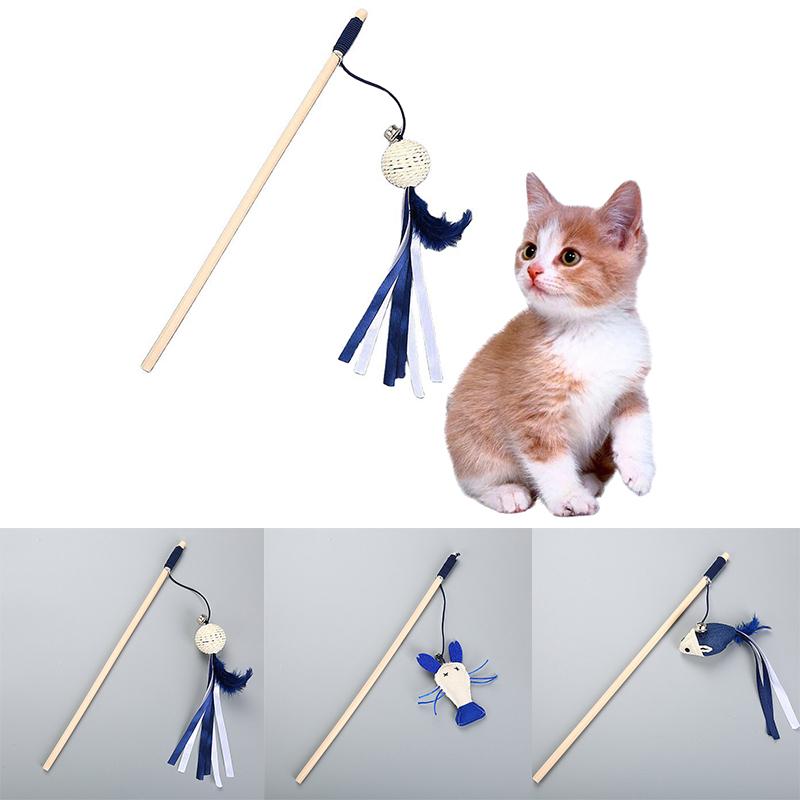 Buy 1PC Funny Cat Toys Mouse Feather Stick Pet Toy Cat Toys Funny Cat ...