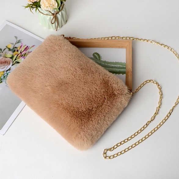 Buy Fashion Women's Plush Rectangle Bag Chain Hand Bag Shoulder Bag ...