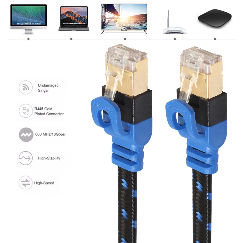 Buy Braid CAT7 10 Gigabit Ethernet Ultra Flat Patch Cable For Modem ...