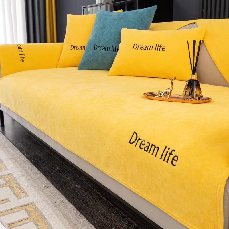 Cheap Chenille Modern Sofa Cover Four Seasons Universal Embroidery ...