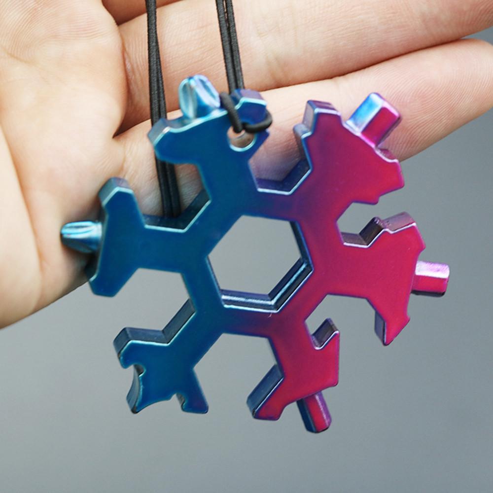 Multi-function Snow tools Snowflake shape wrench keychain gadget uygun ...