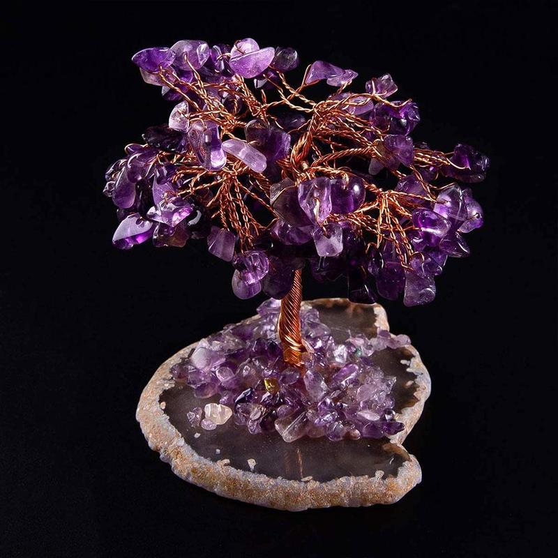 Natural Crystal Lucky Tree Amethyst Rose Quartz Tree of Life Rock ...