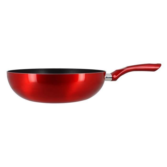 Buy Thekitchenette wok 28 cm - red - aluminum - all heat sources ...
