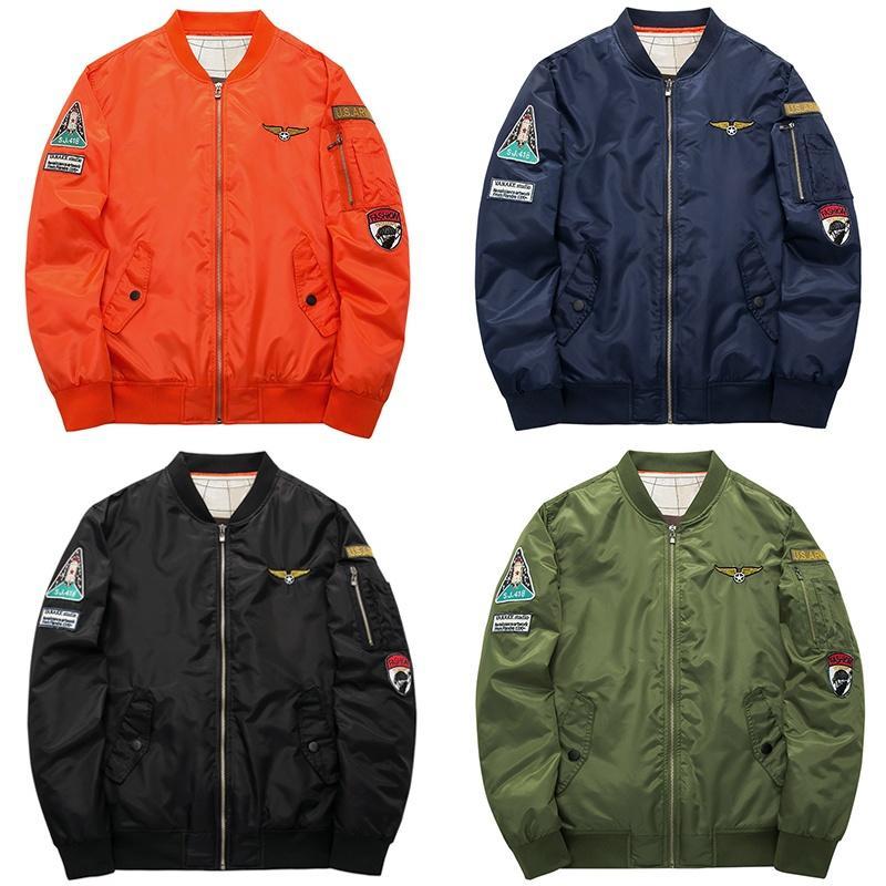 Buy Fashion Men's Air Jacket Army Flight Bomber Jacket Coat Embroidered ...