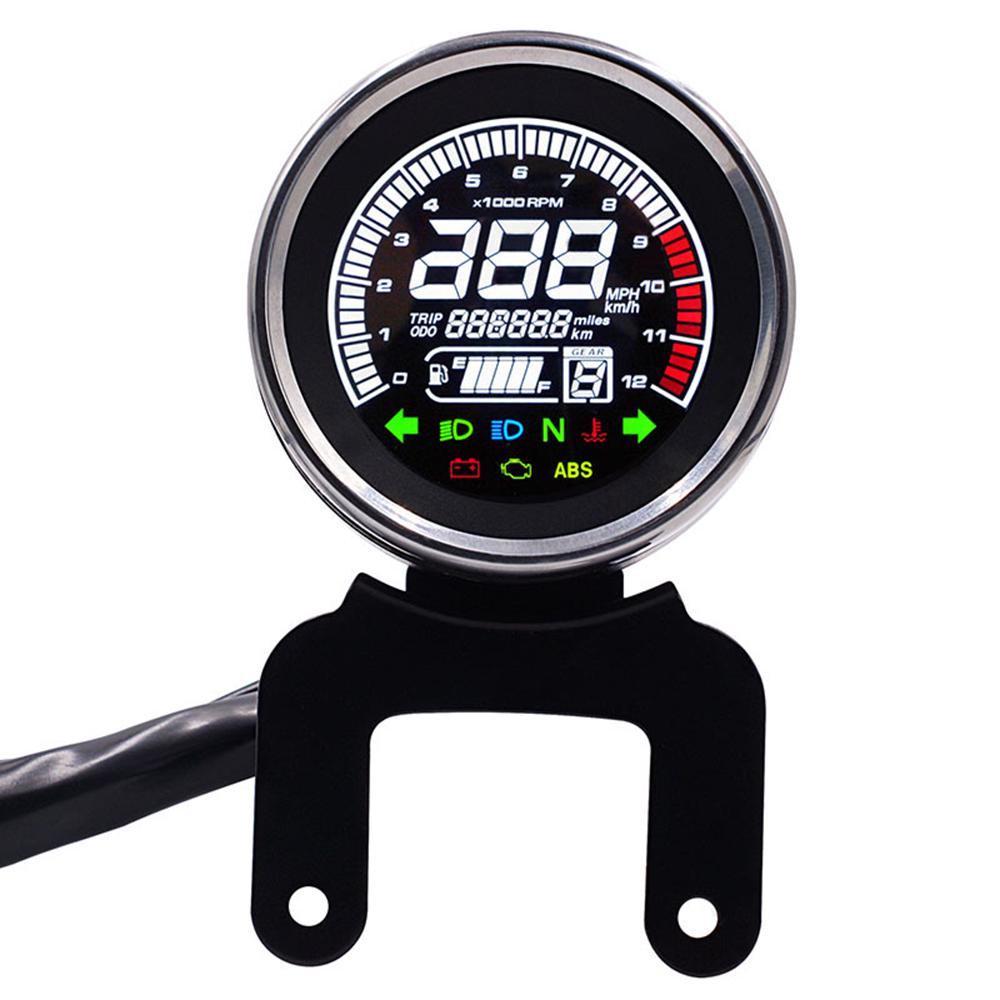 Tachometer Gauge Kit with Holder Motorcycle Multi-function 12000rpm ...