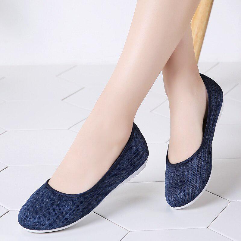 Women Flat Shoes Breathable Slip On Shoes Shallow Flats Ultra Light ...