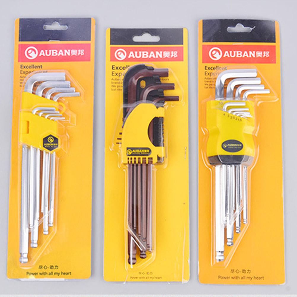 Buy 9Pcs High-carbon Steel Allen Wrench Chrome Plating Hex Key Tool Set ...