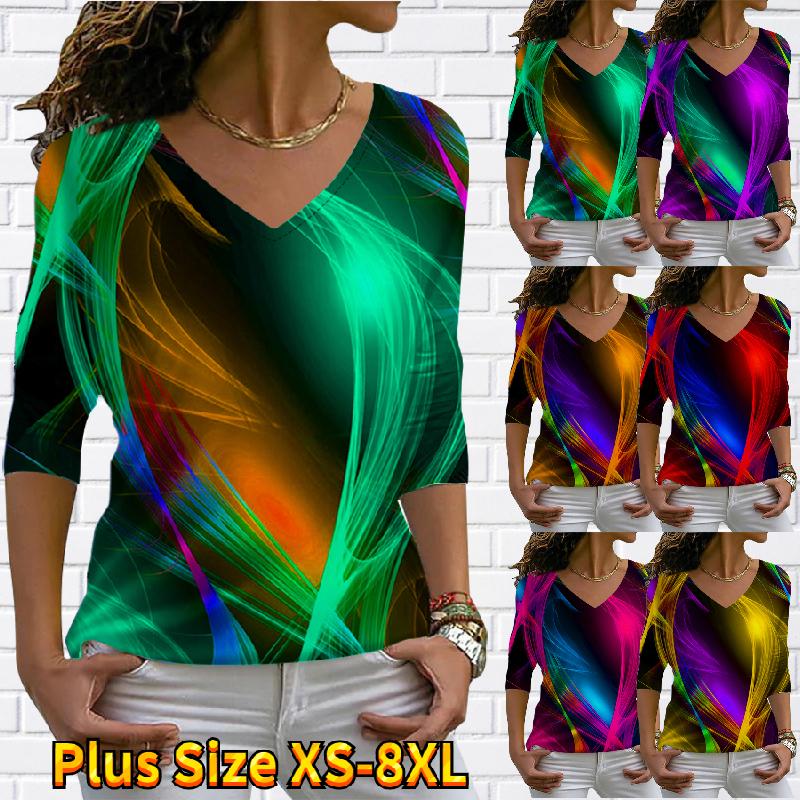 Cheap Women Autumn Colorful Wrap-around Ribbon Printed Long Sleeve T ...