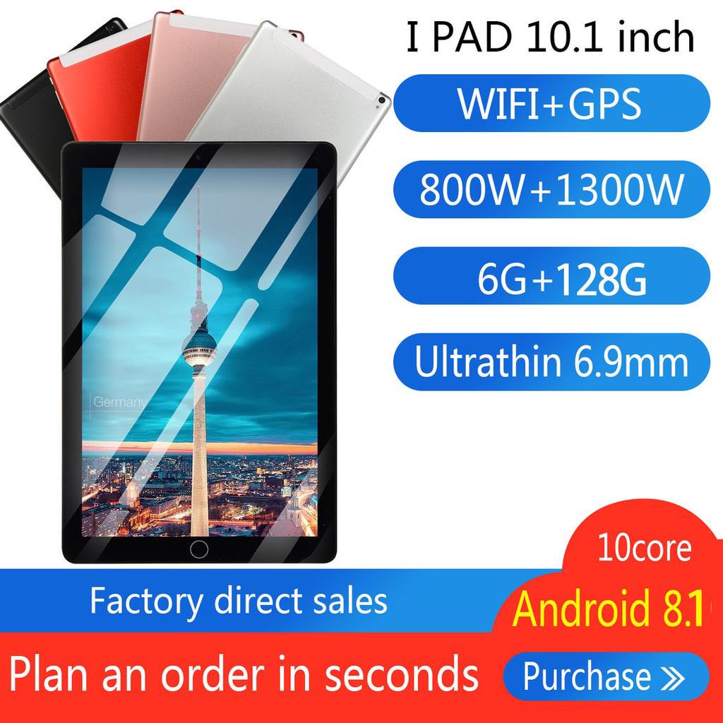 P10 Fashion Tablet 10.1 Inch 6+64GB Tablet Android 8.1 System GPS WiFi ...