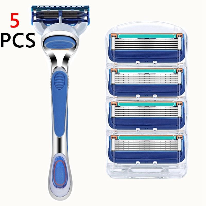 Buy 4Pcs Blades+1Pcs Razor Handle High Quality 5Layer Baldes Men's Face ...