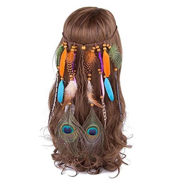 Buy Indian Headband Tassel Feather Hair Band Bohe Hairband for Women ...
