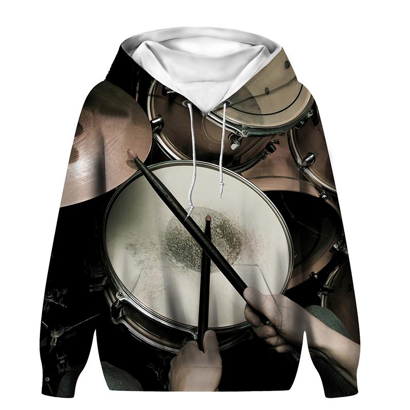 Teenager's 3d Musical Instruments Printed Loose Sport Hoodie Kid's ...
