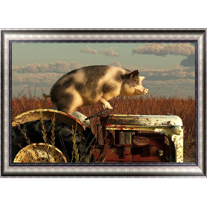 Buy Full Round Drill Diamond Painting Kit Pig Driving Tractor DIY Cross ...