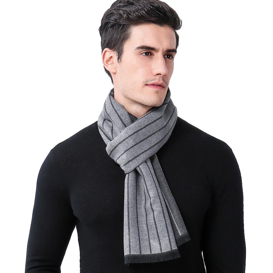 Striped Scarf Men Cashmere Winter Soft Warm Long Scarves Geometric Wool ...