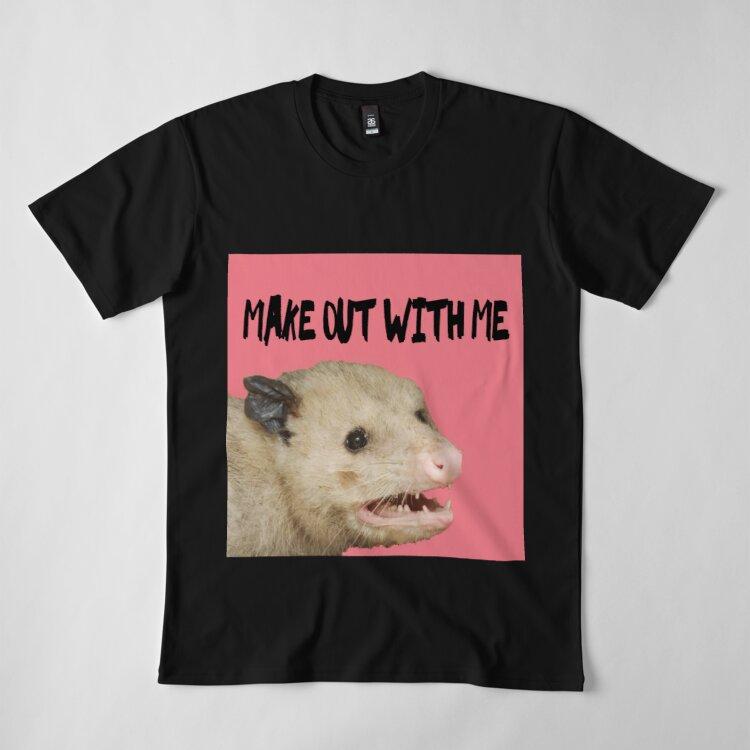 Buy Men Premium Cotton Harajuku T-Shirt Make Out WIth Me Possum Print ...