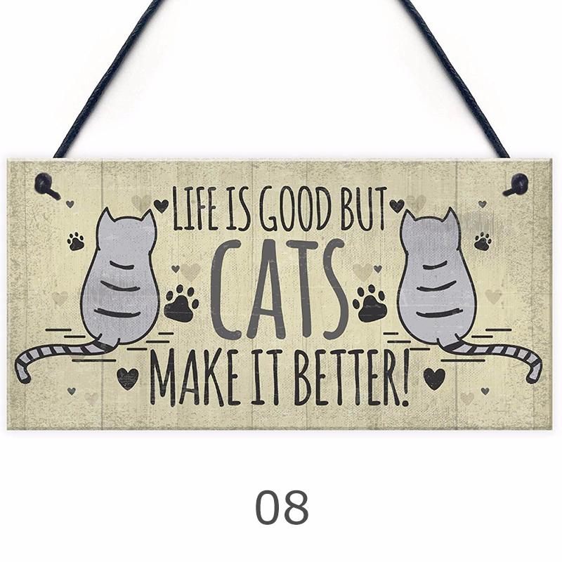Buy 1PC Home Garden Pet Cat Print Cat Plaques Wood Plaques Cute Woond ...