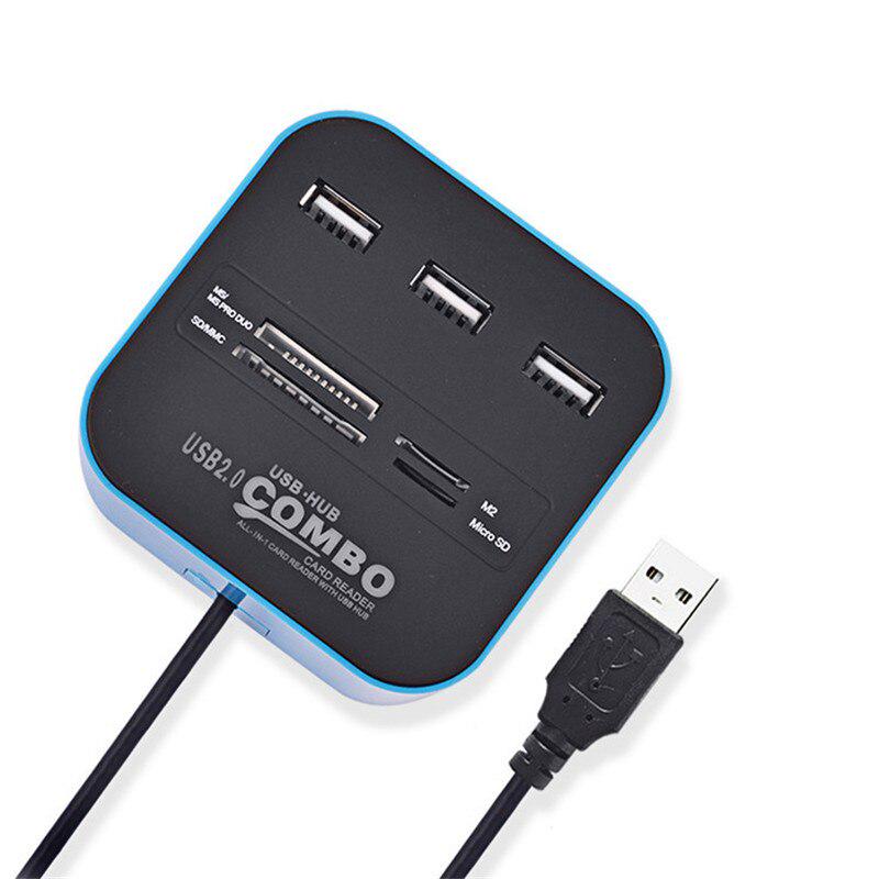 USB Hub portátil 3 puertos USB lector de tarjetas Divisor OTG Cable ...