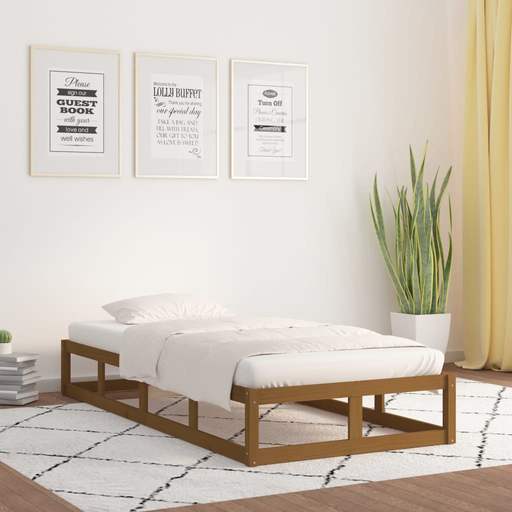 Buy Bed Frame Honey Brown 100x200 Cm Solid Wood at affordable prices ...