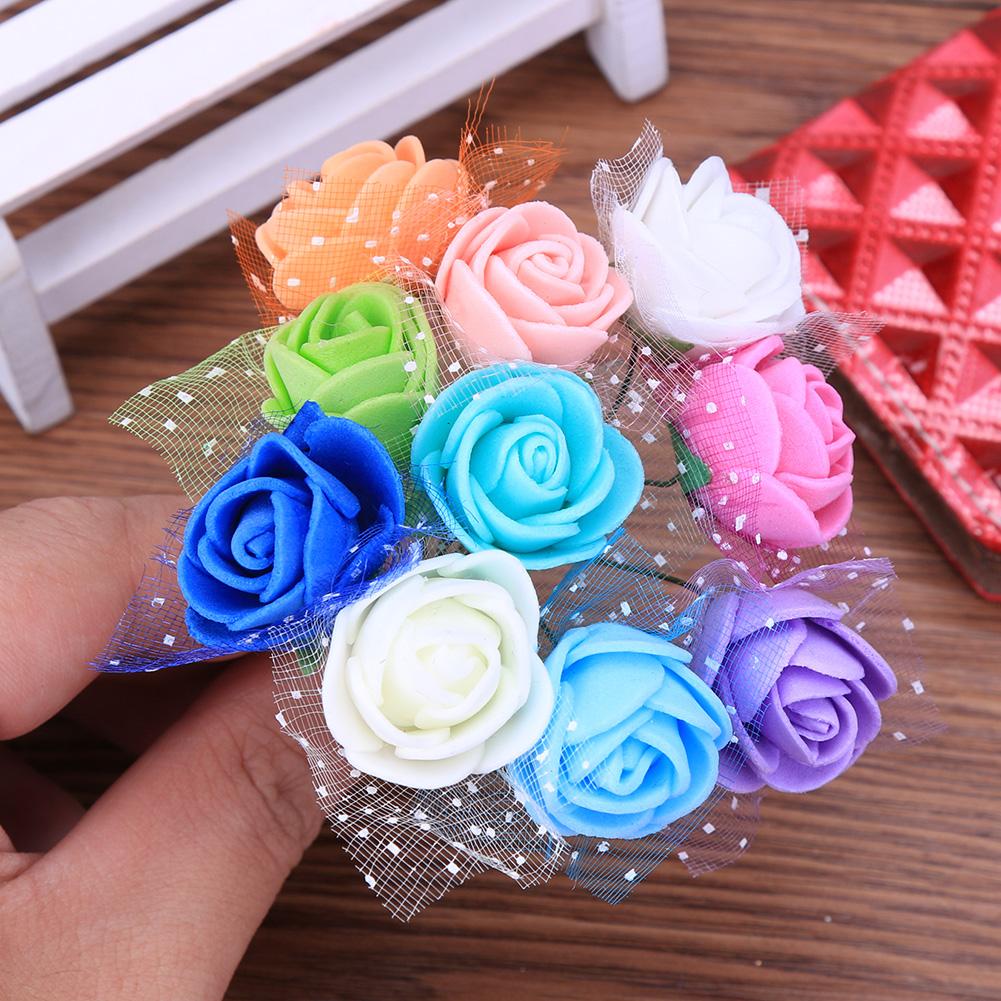 Buy 12pcs Mini Foam Rose Artificial Flowers DIY Wreath Bridal Flowers ...