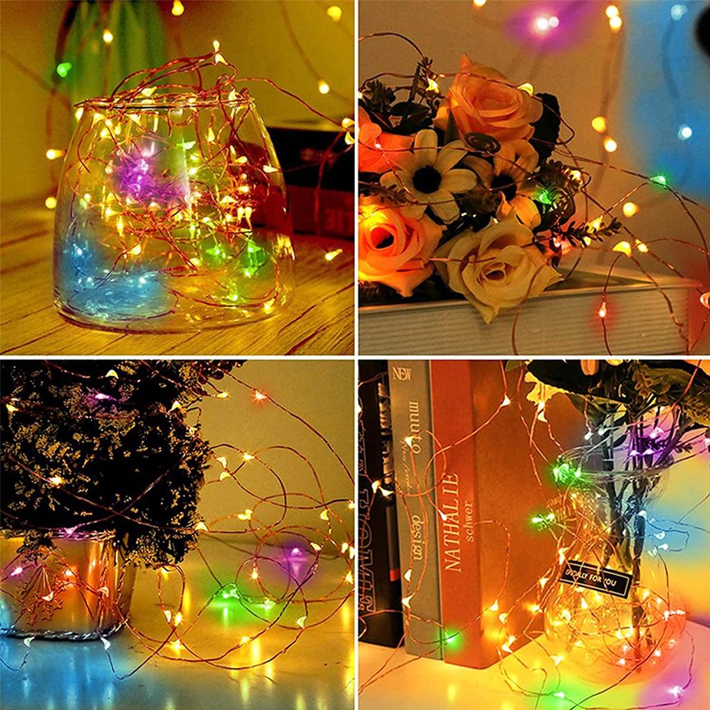 2PCS Fairy Lights 5M 50 LED Battery Operated String Lights Copper Wire ...