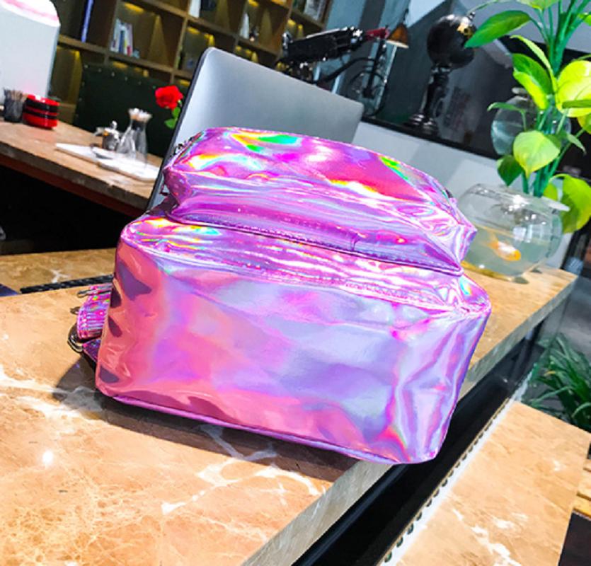 Buy Fashion Women Hologram Holographic PU Leather Laser Backpack School ...