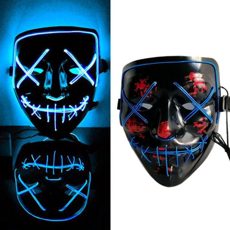 Buy LED Horror Glow Mask Halloween Themed Costume Party Scary Ghost ...