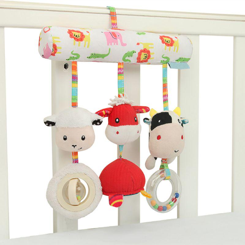 Newborn Infrant Baby Bed Stroller Car Seat Hanging Plush Farm Animal ...