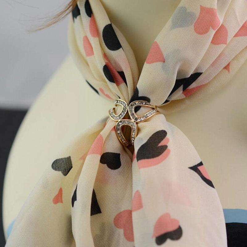 Women Simple Three -Ring Scarf Buckle Clip Scarf Shawl Brooch Buck ...