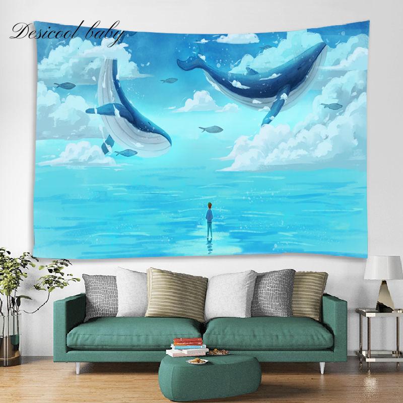 Cheap Dream whale background cloth ins hanging cloth wall cloth room ...