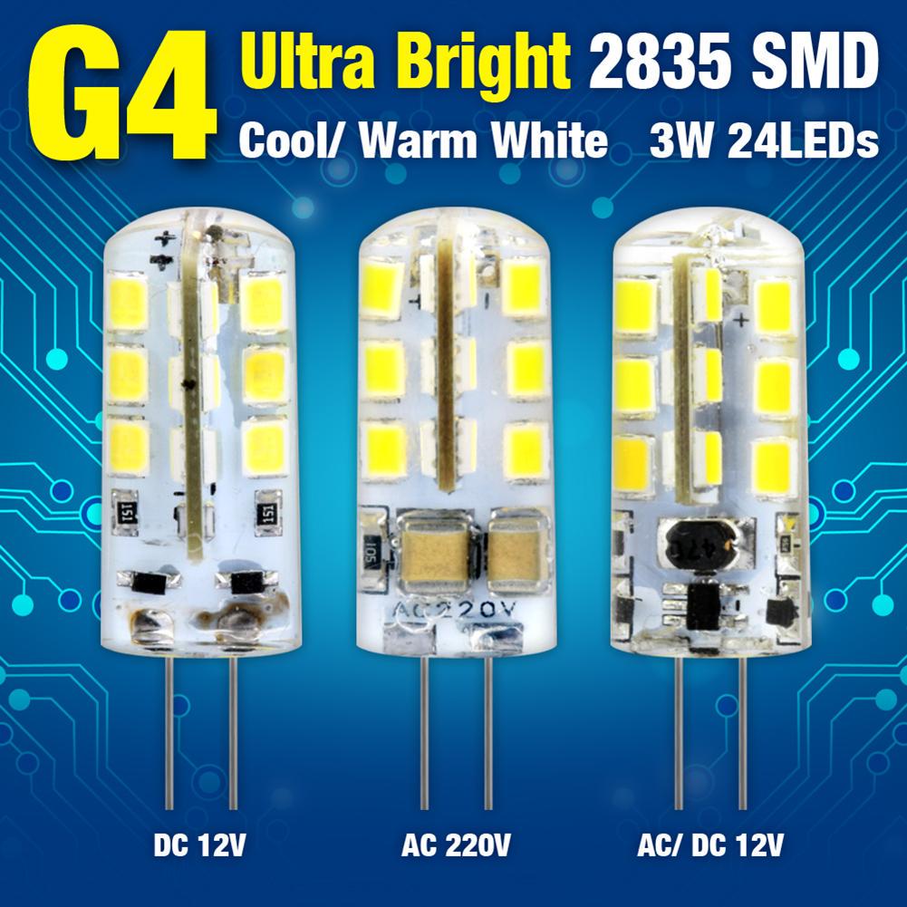 Buy G4 2835 SMD 12V 220V 3W 24LEDs Ultra Bright LED Corn Bulb Lamp Cool ...