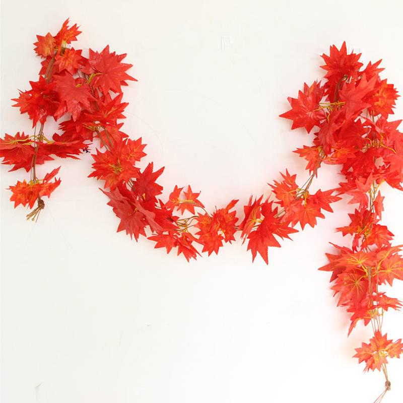 Buy 12pcs Fake Maple Leaf Vine Simulation Maples Rattan Red Color for ...