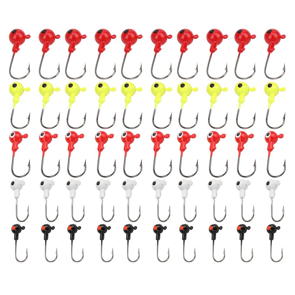 50Pcs Fish Lure Hook Set with Barbed Fishing Tack 2g 3.5g 5g 7g 10g ...