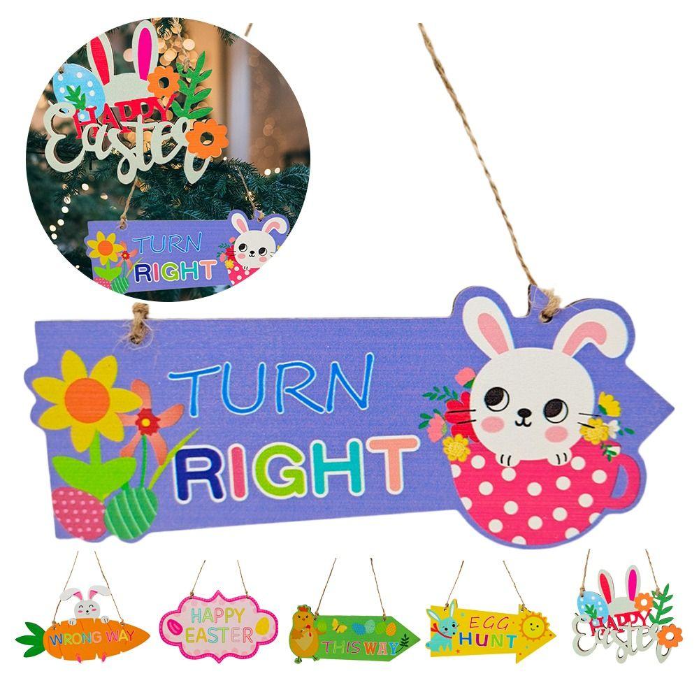 Buy Creative Handmade Diy Easter Party Rabbit Wooden Sign Tag Hanging ...
