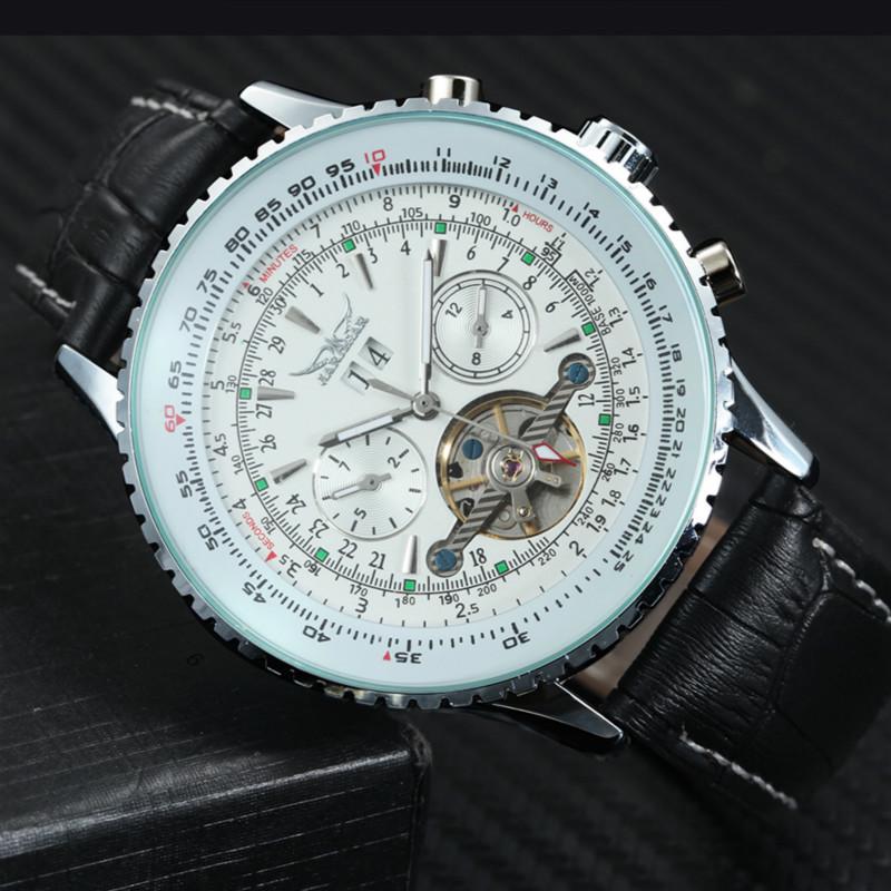 Buy JARAGAR Tourbillon Mechanical Watch Leather Strap Automatic ...