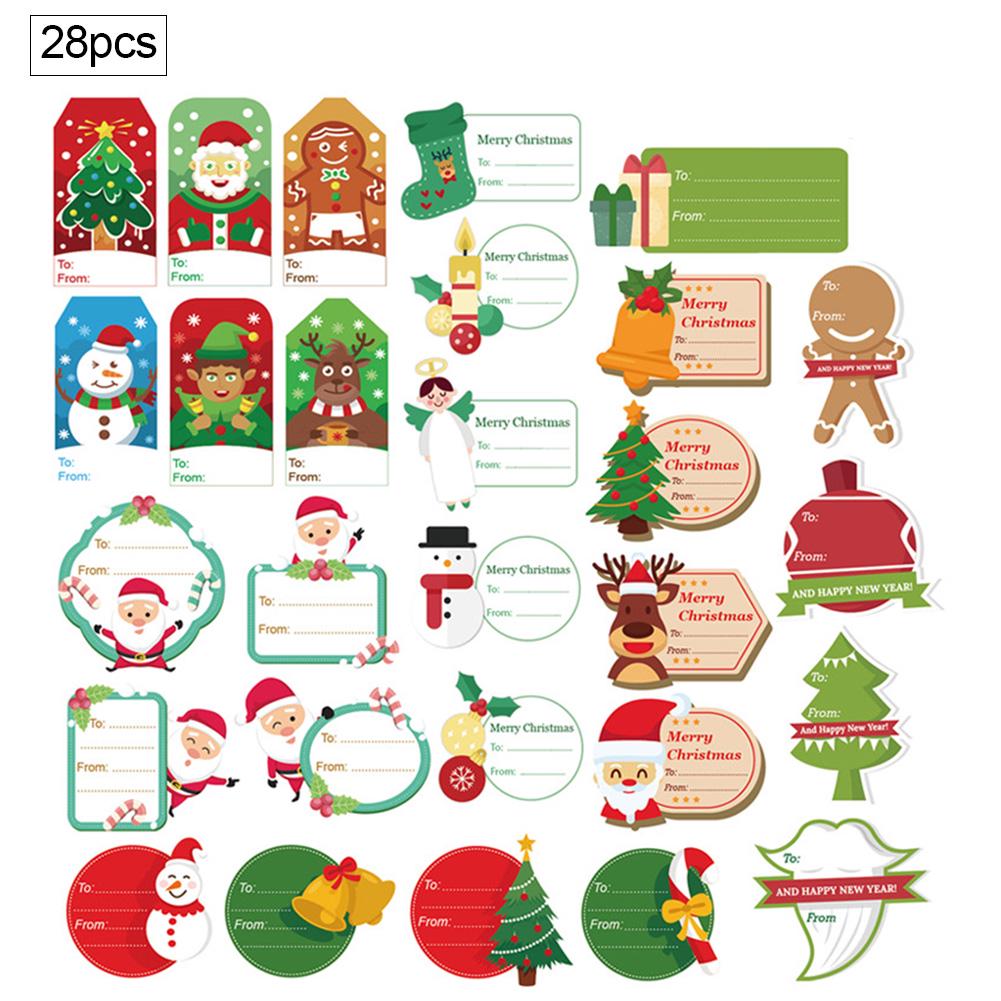 Buy 28PCS Christmas Self Adhesive Gift Tag Stickers Message Sticker Box ...