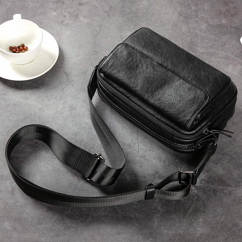 Buy Men's Small Bag Leather Shoulder Messenger Bag Casual Flip Men's ...