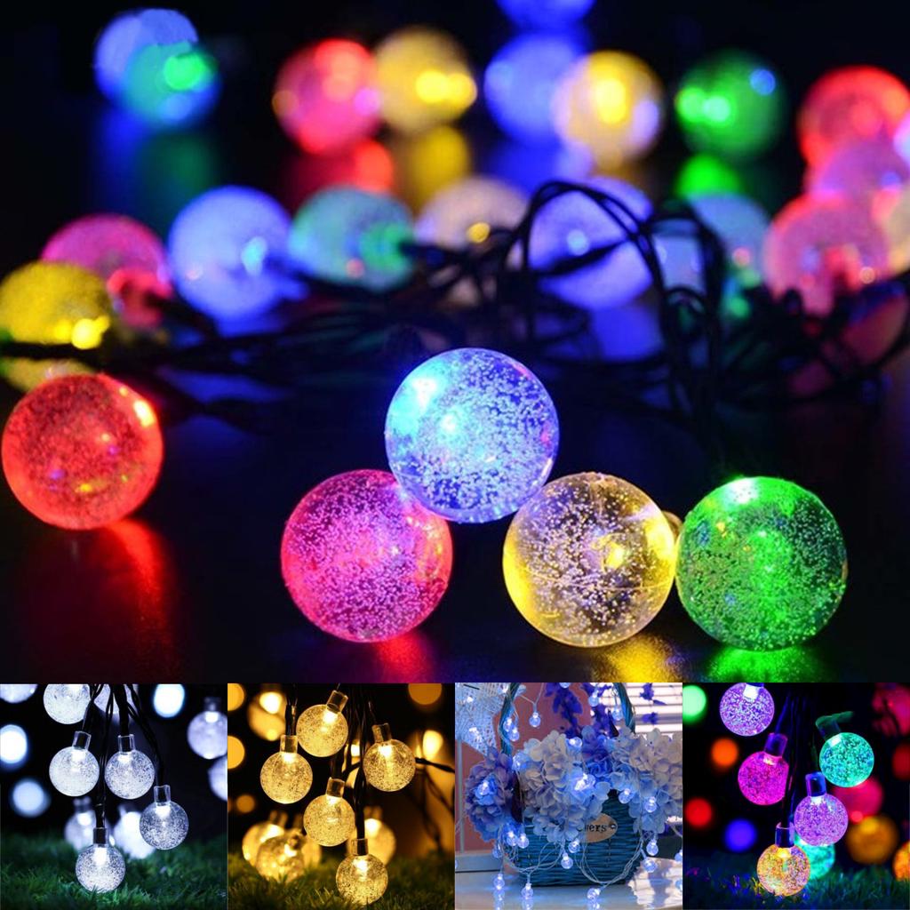 30 LEDS Crystal Ball 6.5M Solar Lamp Power LED String Fairy Lights ...
