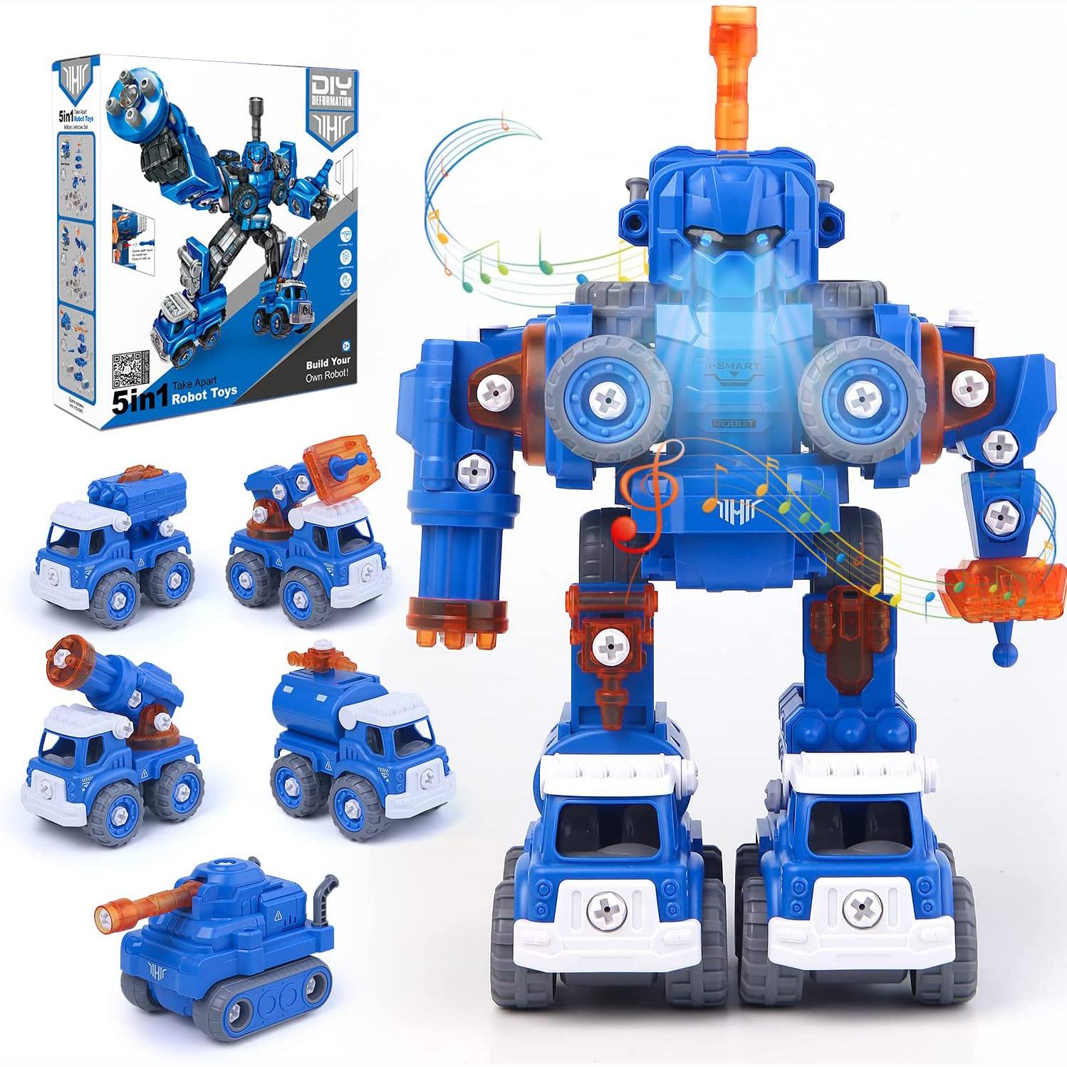 Buy 5 In 1 Transformer Toys, STEM Take Apart Robot Toys, Rescue Bots ...
