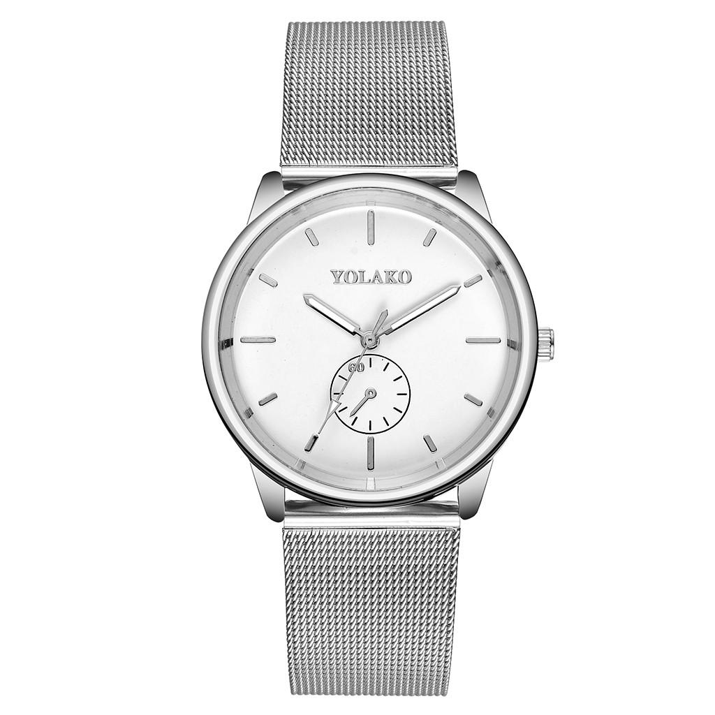 Buy YOLAKO Men's Stainless Steel Mesh Belt Watch With Simple Mirror ...