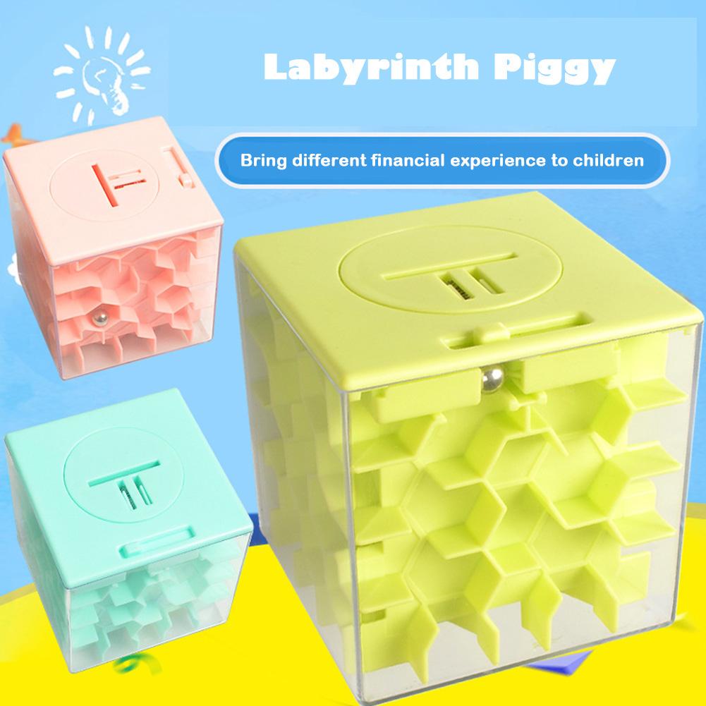 Buy Puzzle Toy 3D Maze Piggy Bank Transparent Walking Bead Magic Box ...