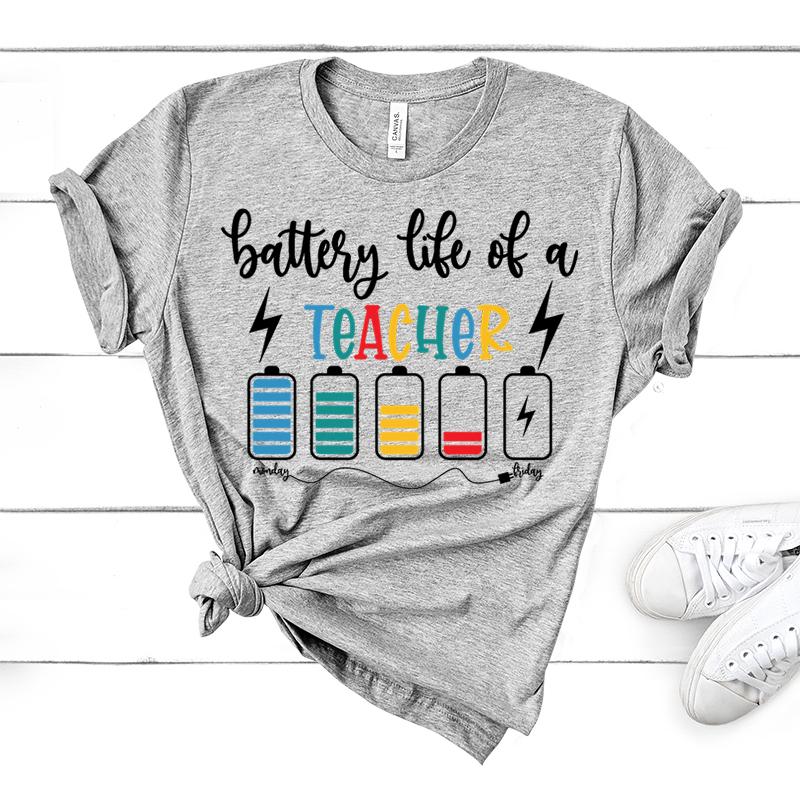Buy Tshirt Women Kawaii Battery Life of A Teacher Printed Funny Graphic ...