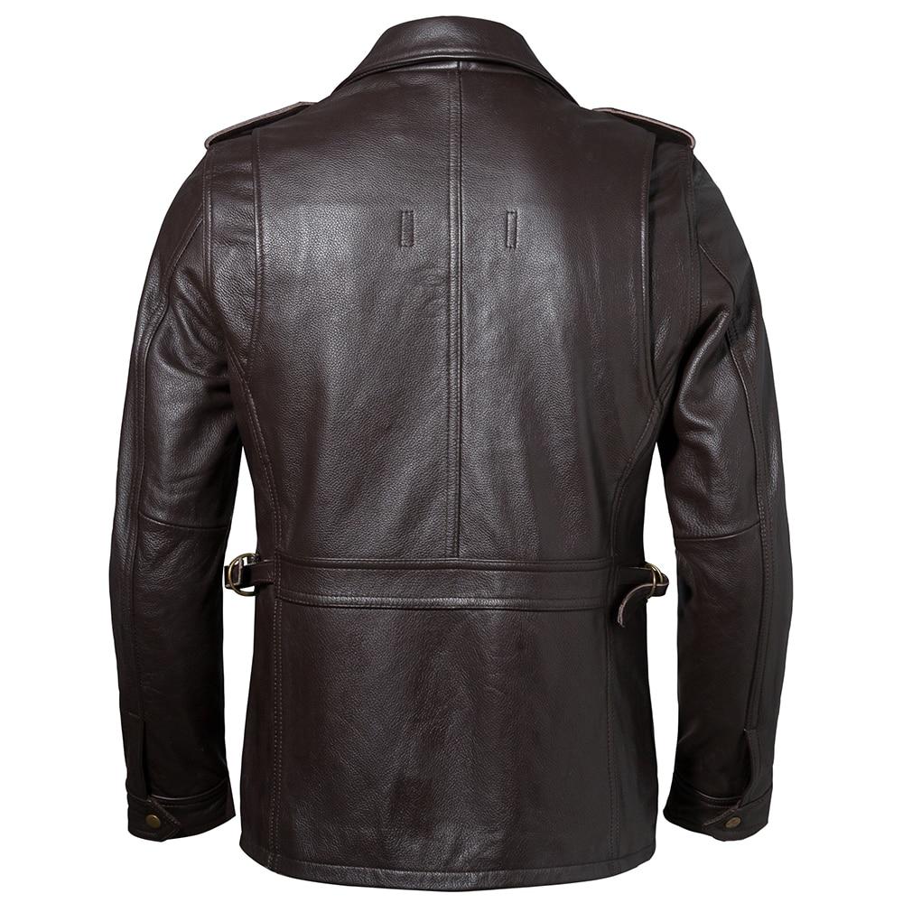 Buy Thick Men Leather Jacket Long M65 Coats Military Clothing 100% ...