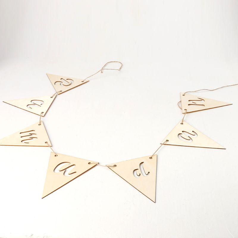 Buy Ramadan Mubarak Wooden Triangle Pendant Hanging Banner Decoration ...