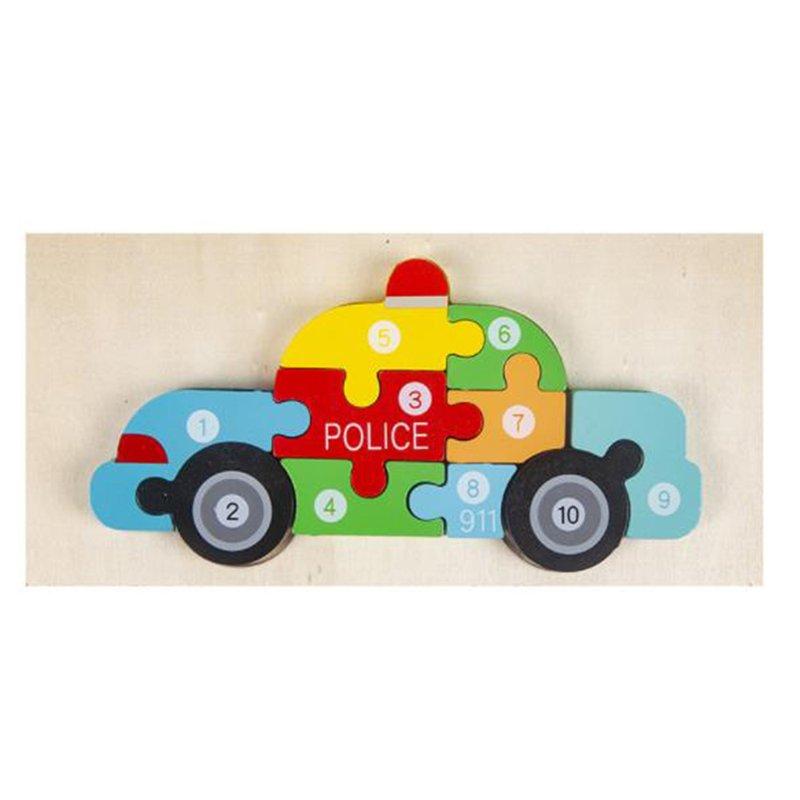 Buy Wooden Three-dimensional Puzzle Police Car Cartoon Animal Puzzle ...