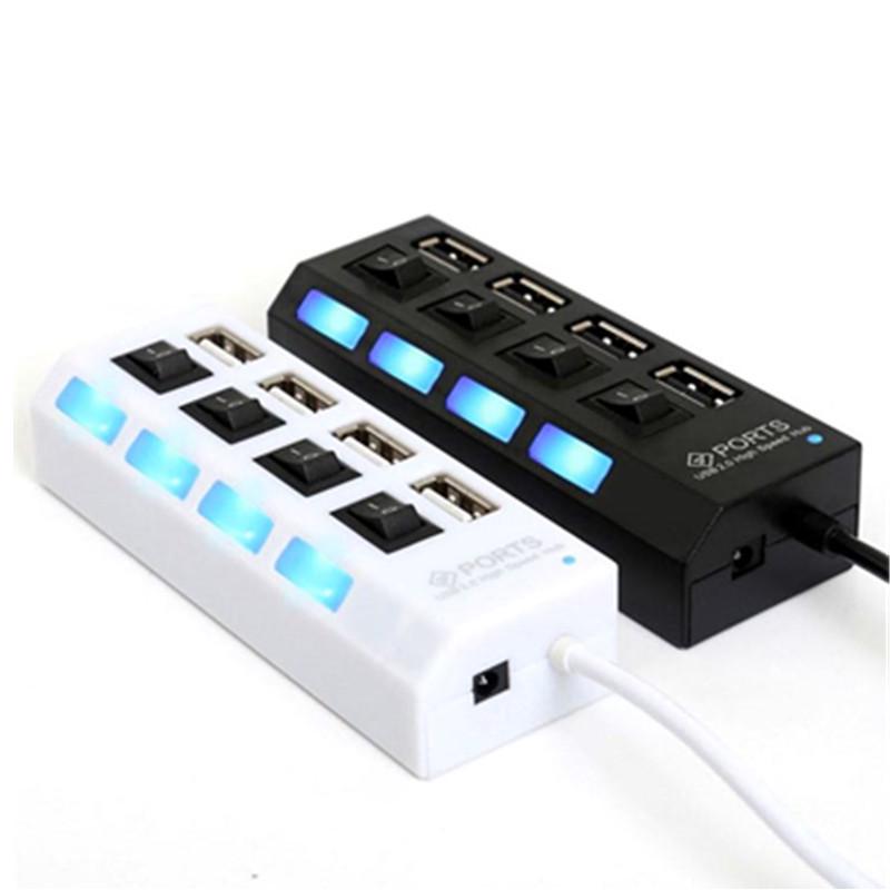 Buy New 4 Port USB LED USB Adapter 2.0 Hub On/Off Switches + DC Power ...