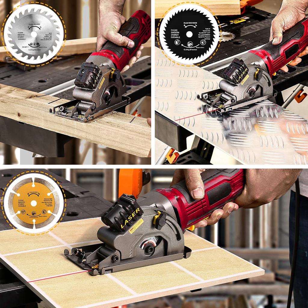 Buy Mini Circular Saw 4.8Amp Compact Circular Saw 3700RPM with Laser ...