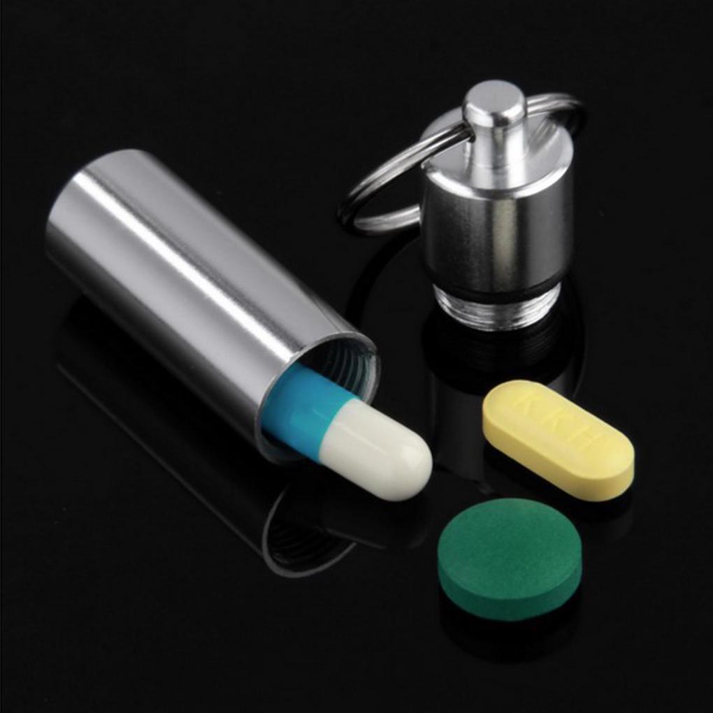 Buy Key Chain Medicine Pill Bottle Box Aluminum Storage Case Container ...